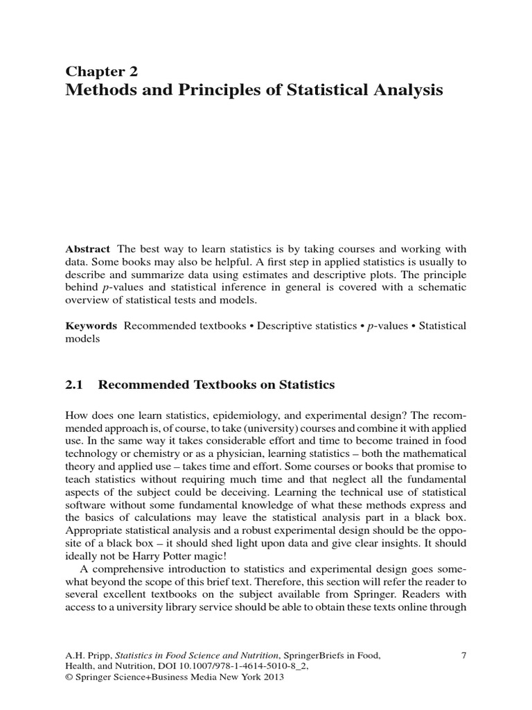 Methods and Principles of Statistical Analysis: 2.1 Recommended ...