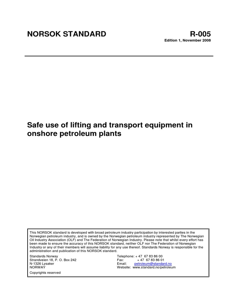 Norsok R-005 Nov. 2008 | PDF | Crane (Machine) | Elevator