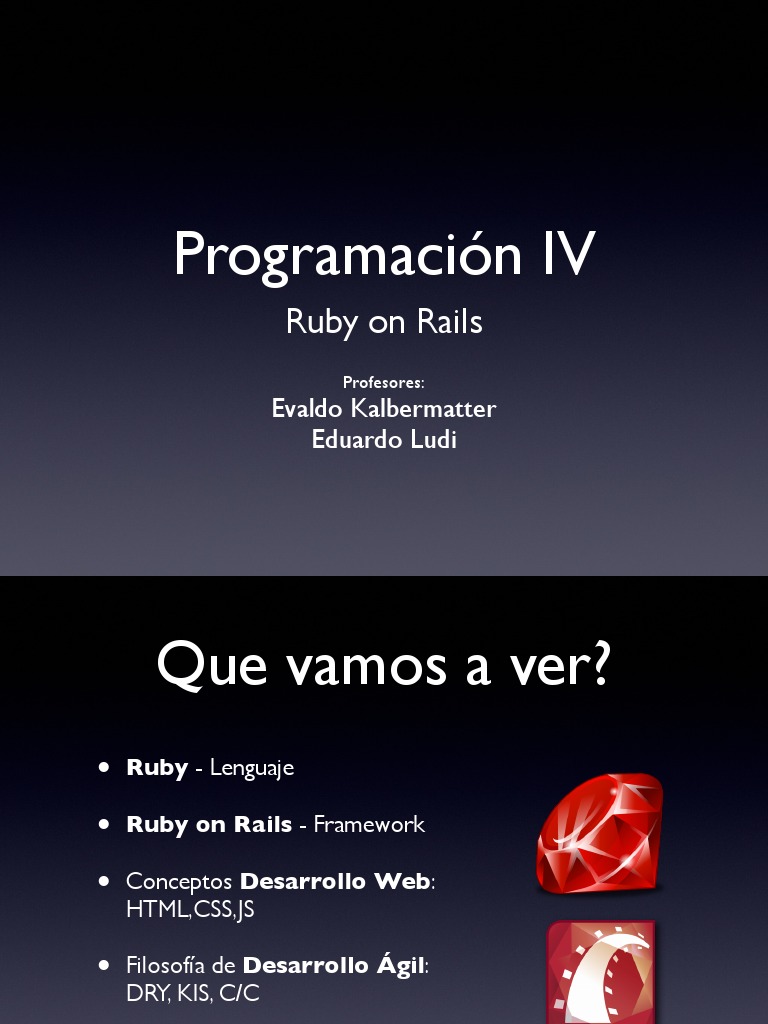 Programación IV - Clase de Introducción A RUBY | PDF | Ruby on Rails | Ingeniería de software