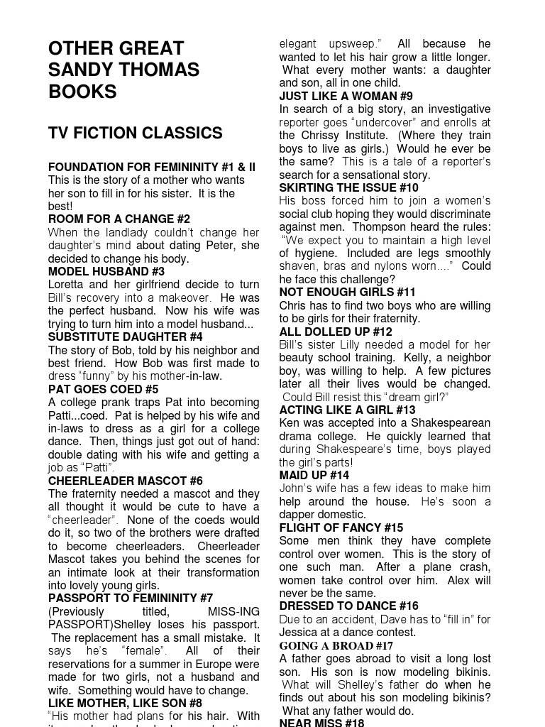 Sandy Thomas Book List | PDF | Cross Dressing | Femininity
