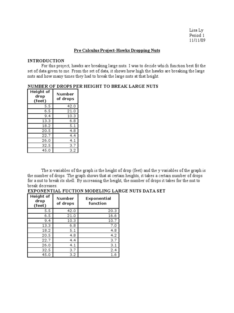 Exponential Modeling of Nut Drop Data | PDF | Exponential Function ...
