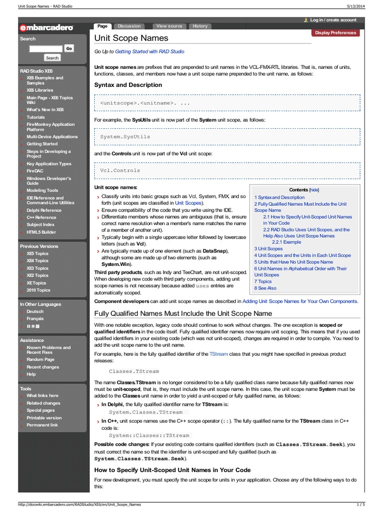 Unit Scope Names - RAD Studio | PDF | Scope (Computer Science ...