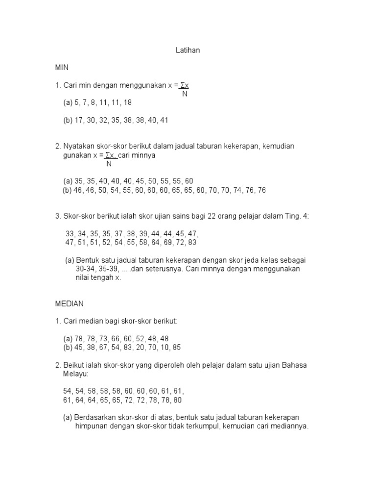 Latihan - Statistik Min Median | PDF