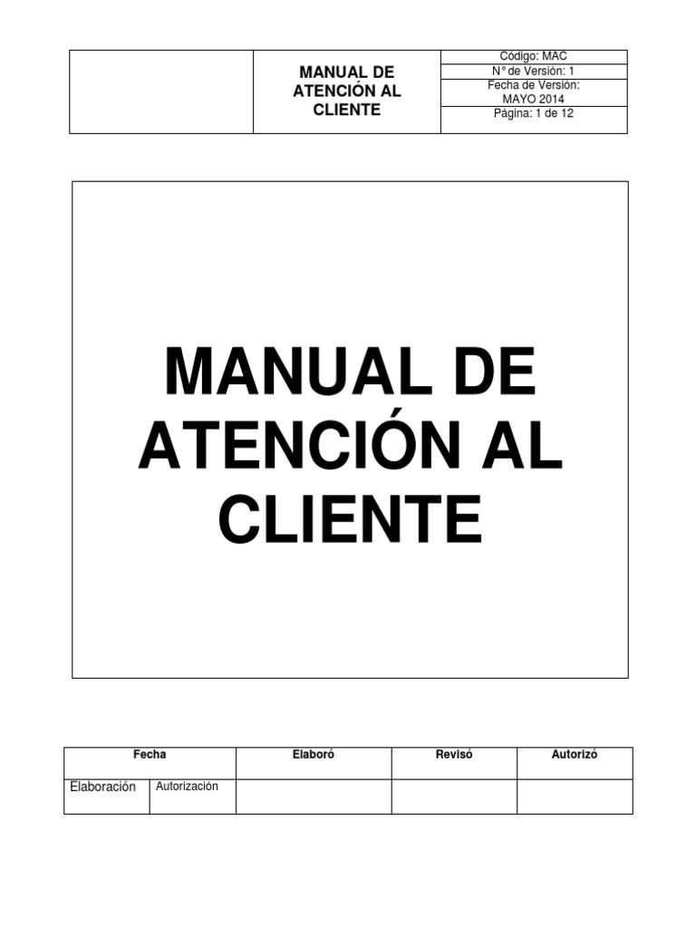 Manual de Atención Al Cliente 1 | PDF | Servicio al Cliente | Calidad (comercial)