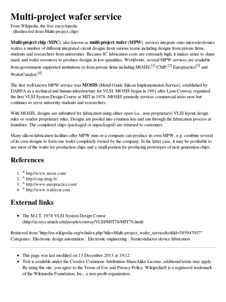 Multi-Project Wafer Serv..., The Free Encyclopedia | PDF | Solid State ...
