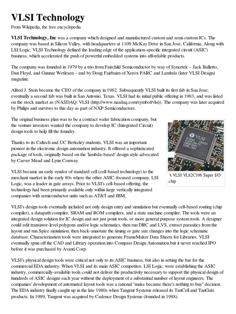 Vlsi Technology Wikipedia The Free Encyclopedia Electronic