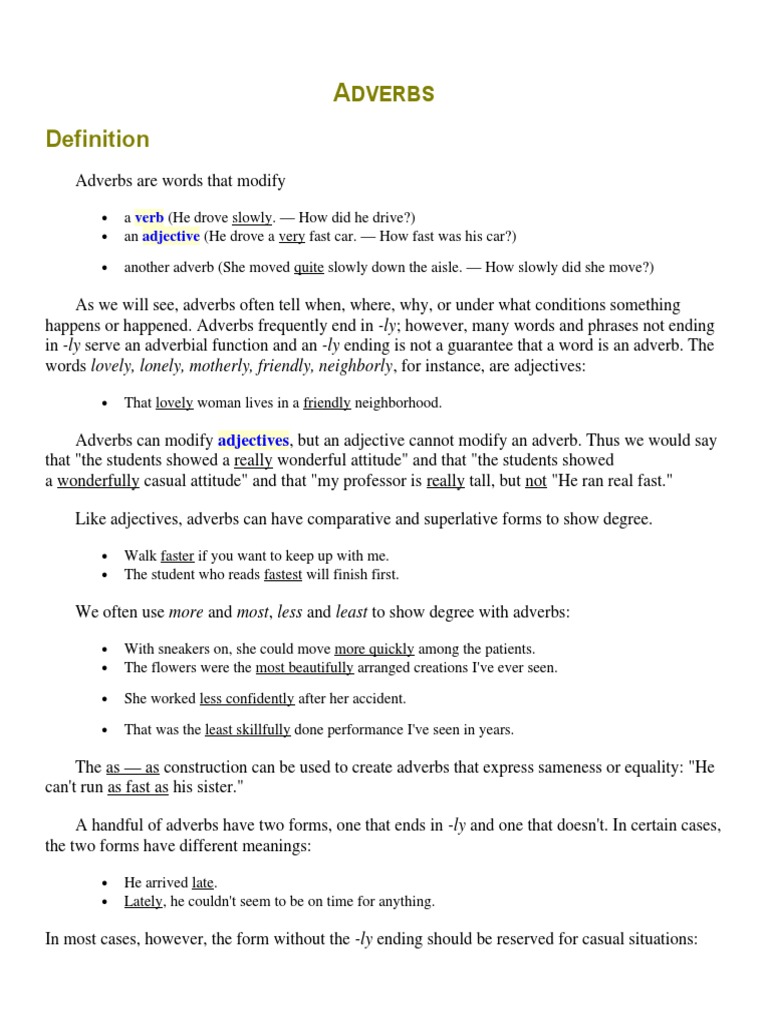 Adverbs Explained | PDF | Adverb | Adjective