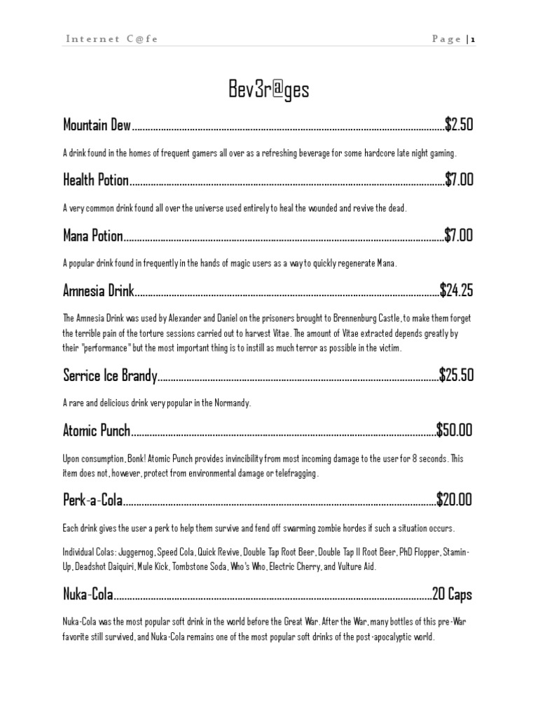 Cfe Menu | PDF | Soft Drink | Food And Drink