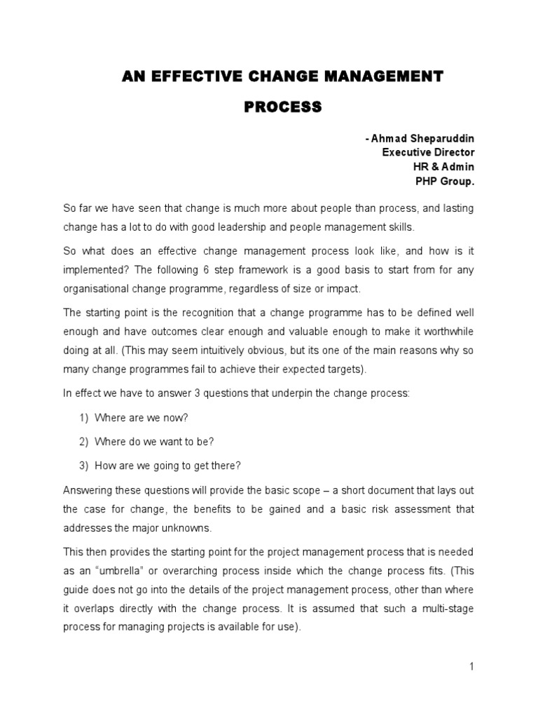 An Effective Change Management Process | PDF | Leadership | Perception