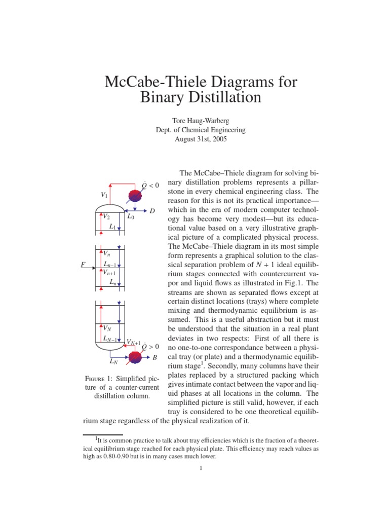 McCabe-Thiele Diagrams For Binary Distillation | PDF | Distillation | Enthalpy