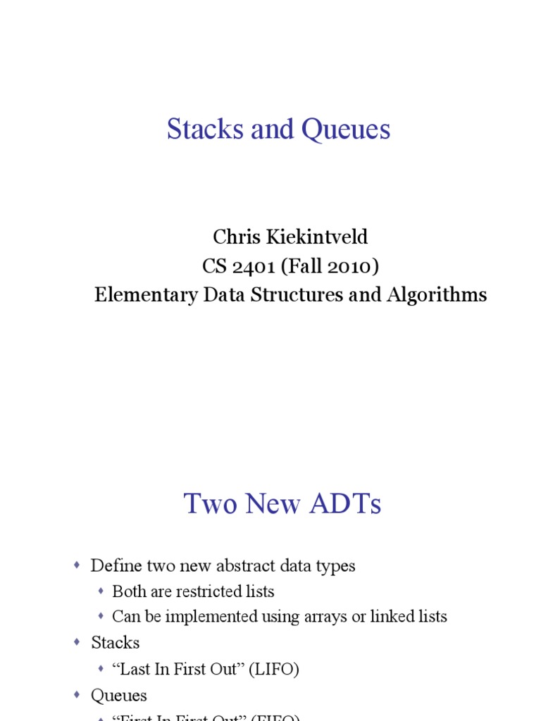 CH 17 Stacks Queues | PDF | Queue (Abstract Data Type) | Array Data Structure