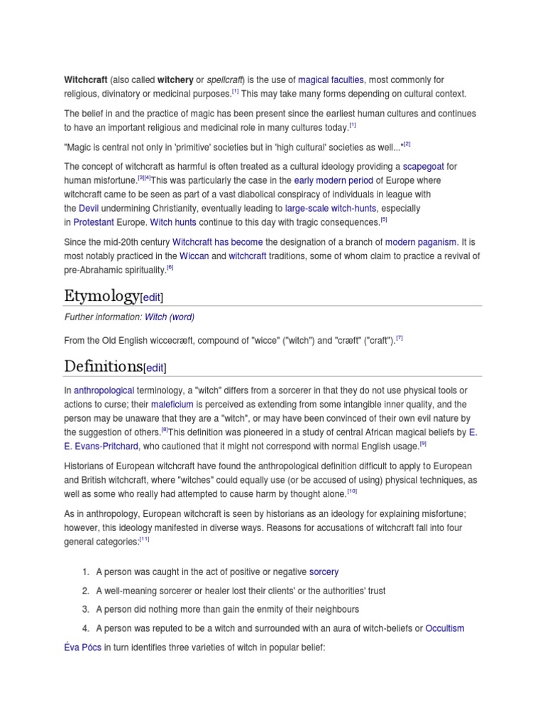 Etymology: Witchcraft (Also Called Witchery or Spellcraft) Is The Use ...