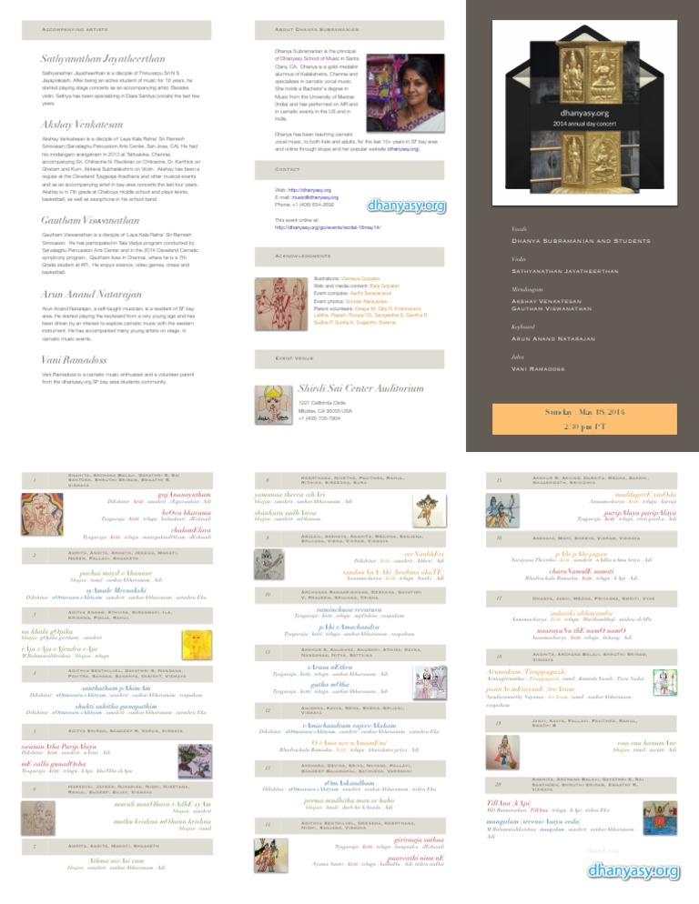 Program Handout - 2014 Annual Day Concert | PDF | Classical And Art ...