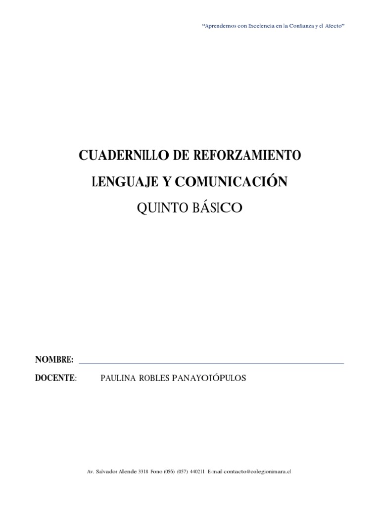 Cuadernillo de Reforzamiento Lenguaje y Comunicación | PDF | Coma | León