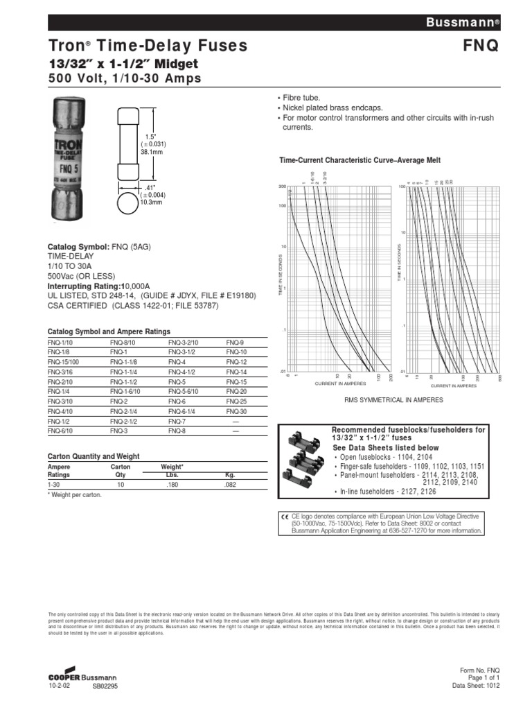 Tron Time Delay Fuse 500v | PDF | Fuse (Electrical) | Electricity