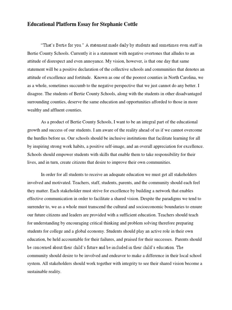 Educational Platform Essay For Stephanie Cottle | PDF | Community ...