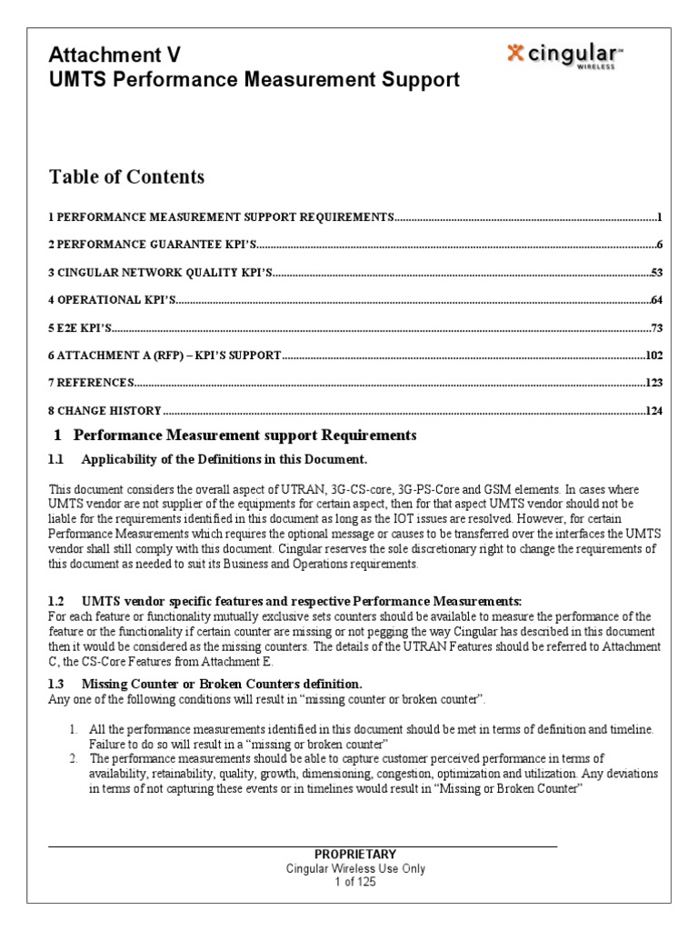 Key Performance Indicators and Measurement Requirements for UMTS Network Performance Support ...