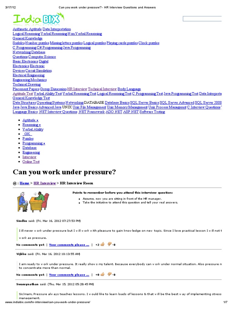 Can You Work Under Pressure - HR Interview Questions and Answers ...