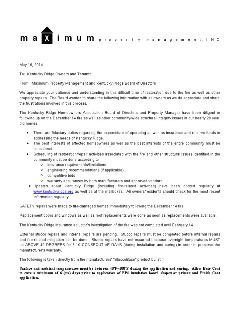 Letter To Owners | PDF | Board Of Directors | Business
