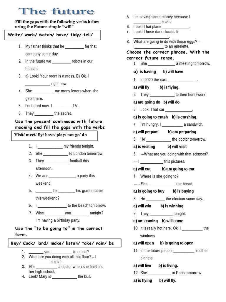 Future simple test | Verb | Grammar