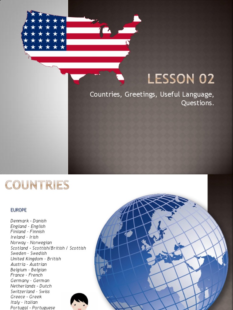 Countries, Greetings, Useful Language, Questions | PDF | South America ...