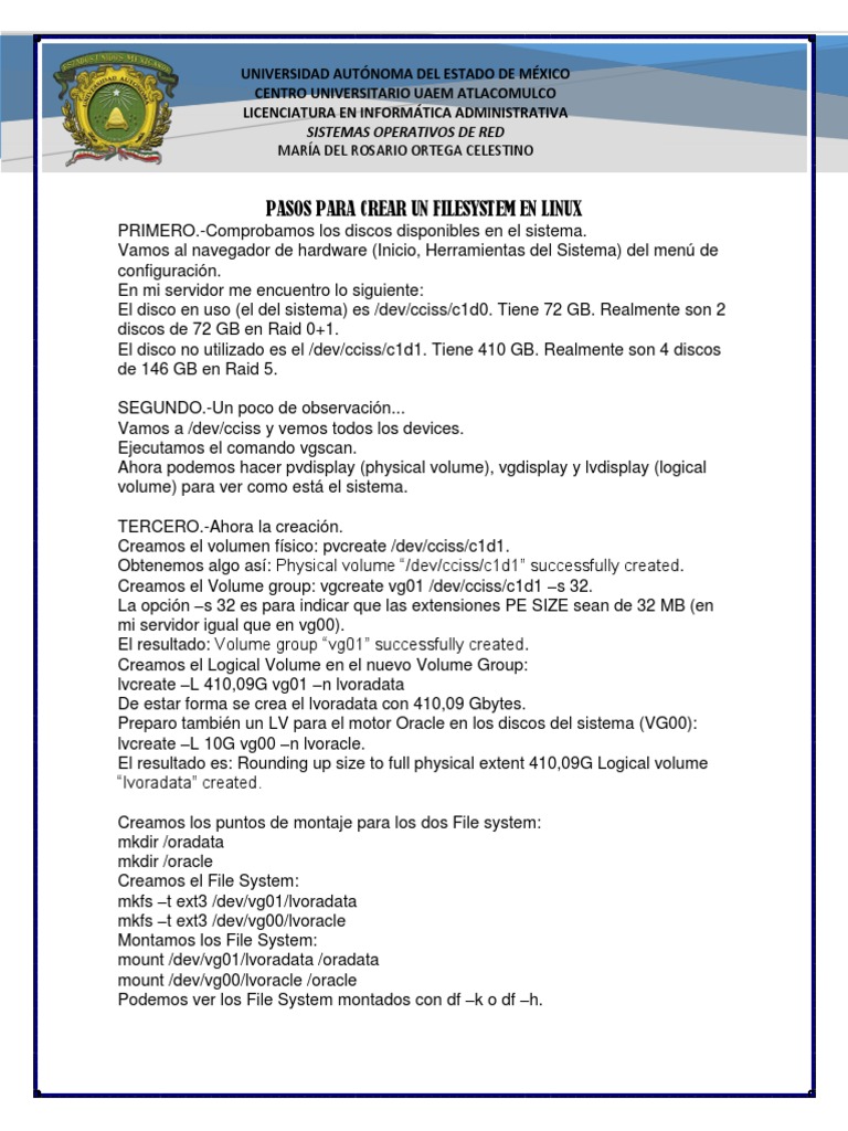 19 Pasos para Crear Un Filesystem en Linux | PDF