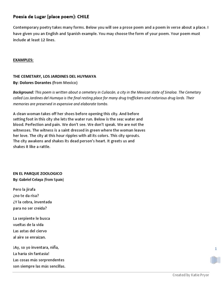 Place Poems Chile | PDF