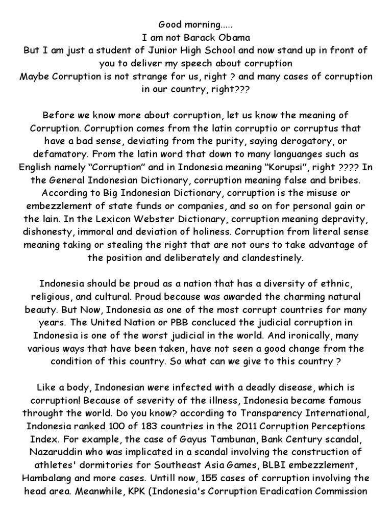 Corruption Speech | Corruption | Bribery