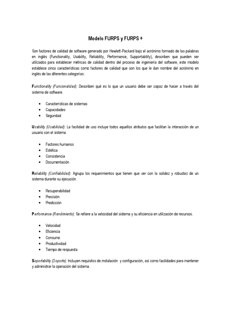 Modelo FURPS+ | PDF | Contraseña | Software