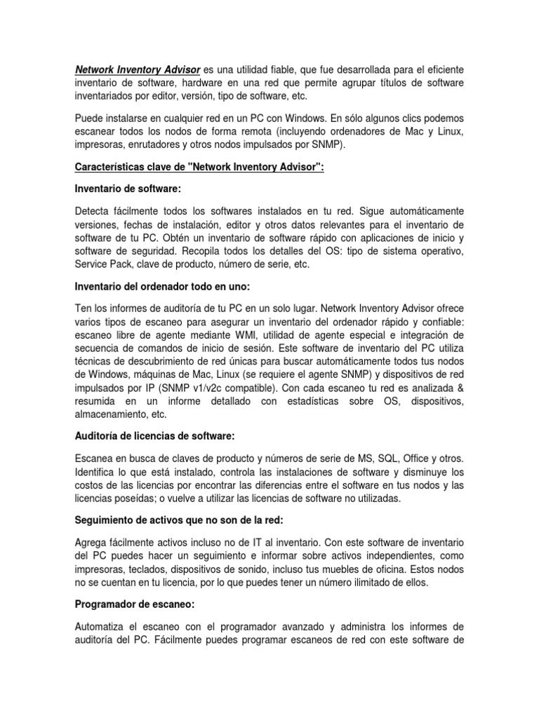 Exposicion - Network Inventory Advisory 4.1 | PDF | Computadoras personales | Red de computadoras