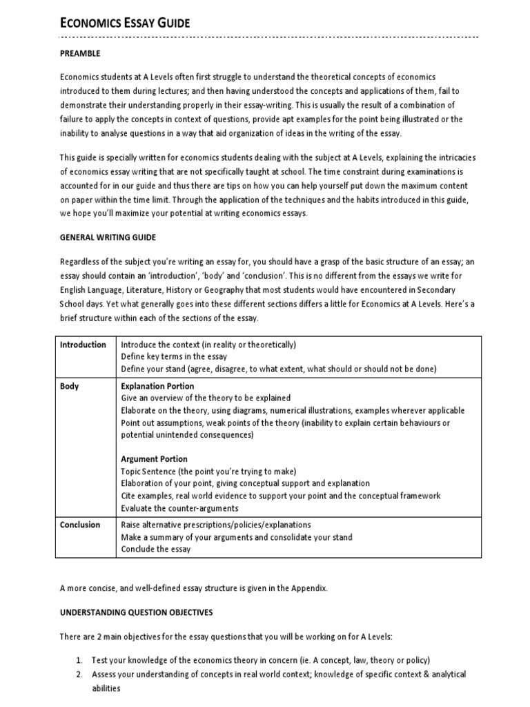 Economics Essay Guide | PDF | Economics | Economies