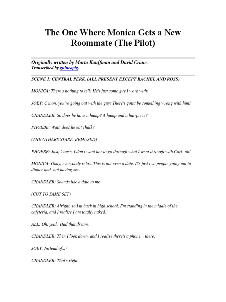 The One Where Monica Gets A New Roommate | PDF | Friends | Leisure