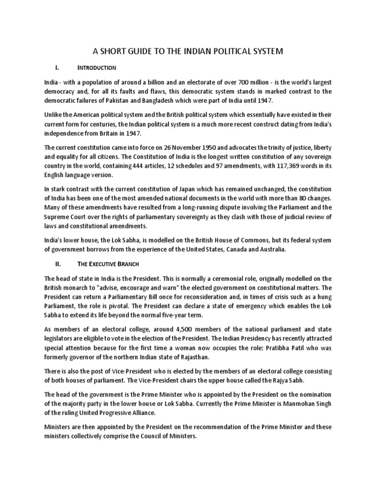 Overview of India's Political System | PDF | Indian National Congress ...