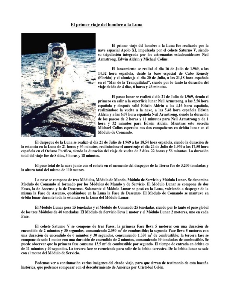 Primer viaje del hombre a la Luna | PDF | Curiosidad (Rover ...