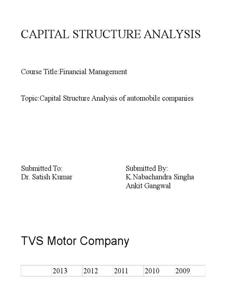 Capital Structure Analysis: TVS Motor Company | PDF | Equity (Finance ...