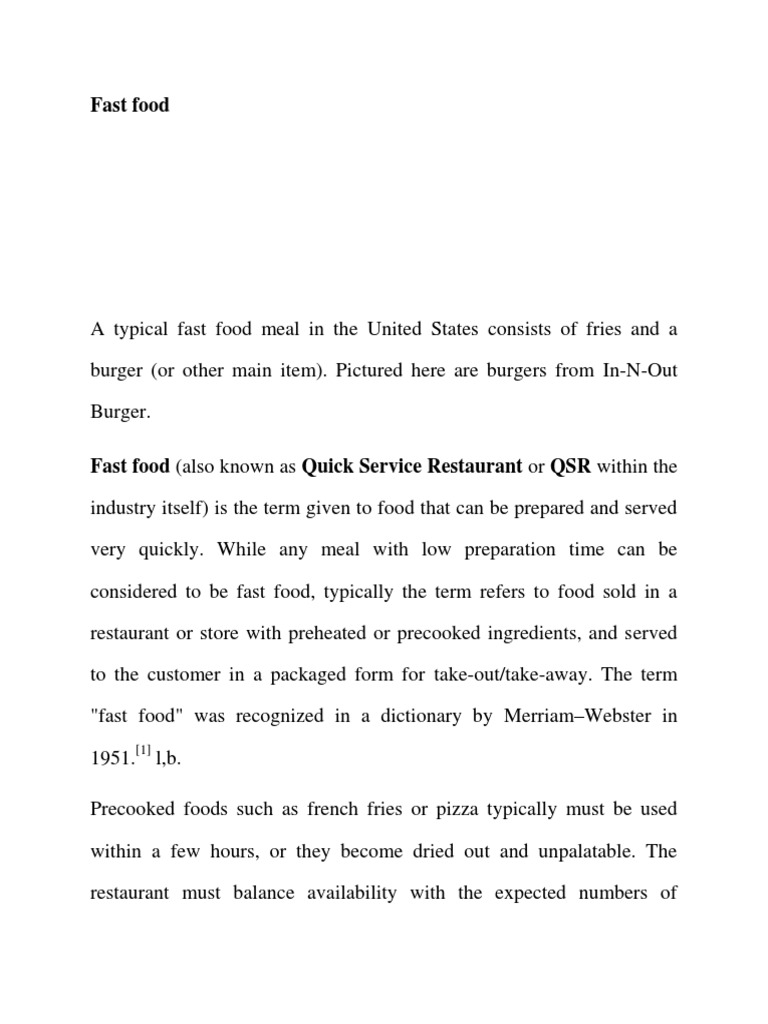 Fast Food | PDF | Fast Food | Fast Food Restaurants
