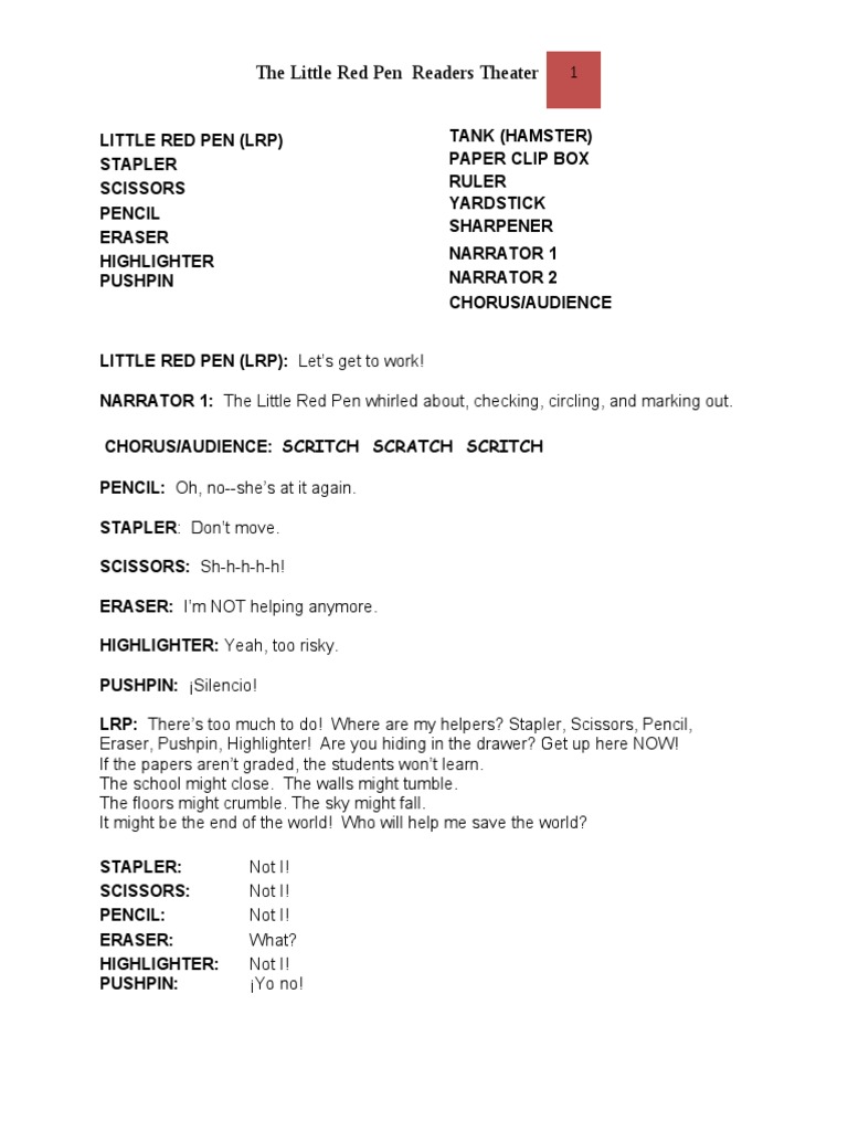 The Little Red Pen Readers' Theater | PDF | Stationery | Materials