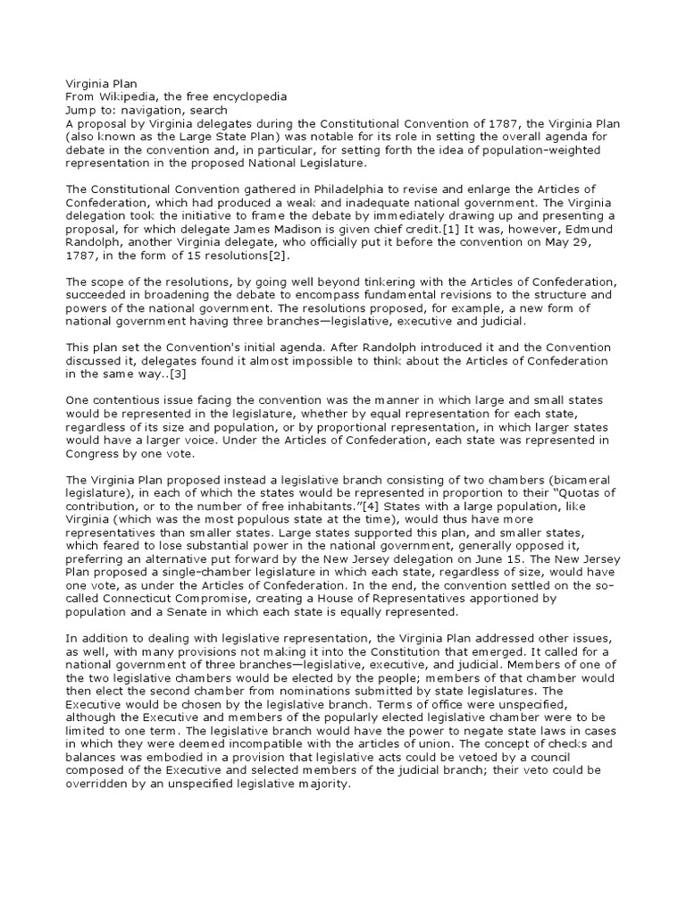 Virginia Plan | PDF | Legal Documents | The United States