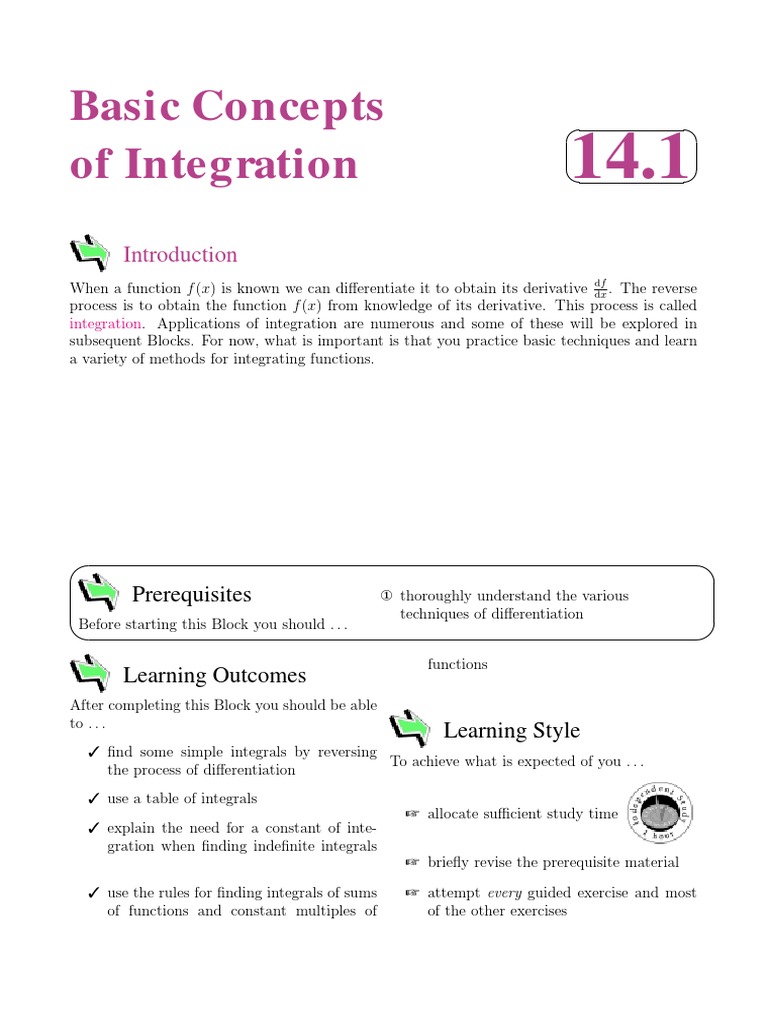 Basic Concepts of Integration PDF | PDF | Teaching Methods & Materials