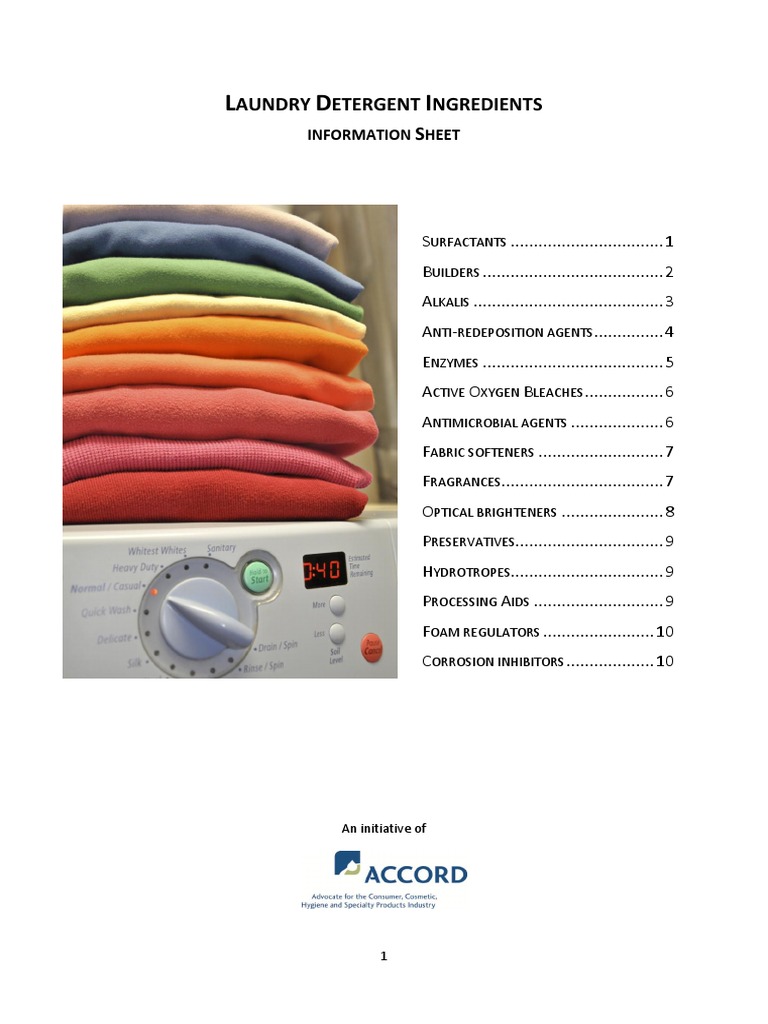 Laundry Detergent Ingredients Info Sheet | PDF