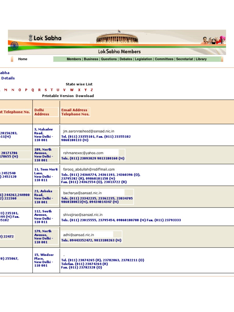 MP Contact Details Directory 2024 | PDF | Fax | International ...