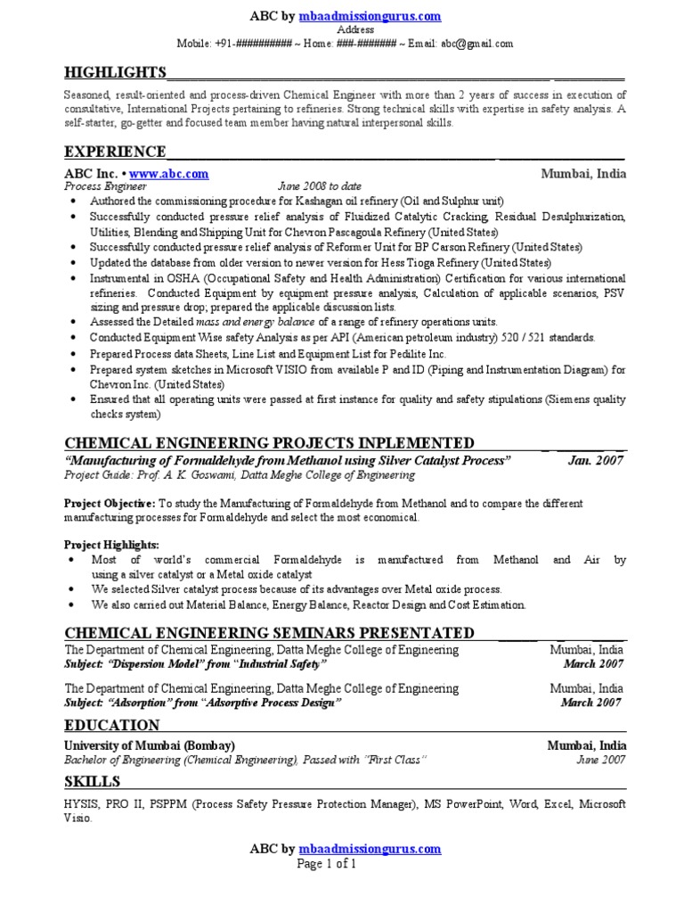 Chemical Process Engineer | PDF | Art | Computers