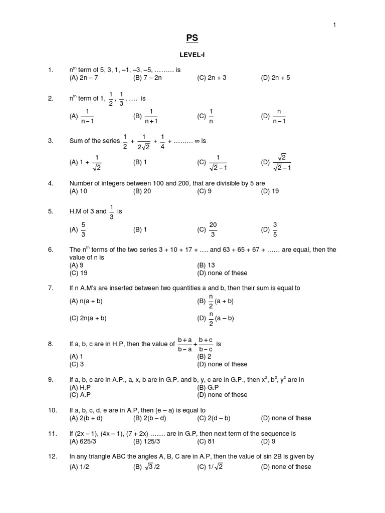 Progressions and Series | PDF | Logarithm | Summation