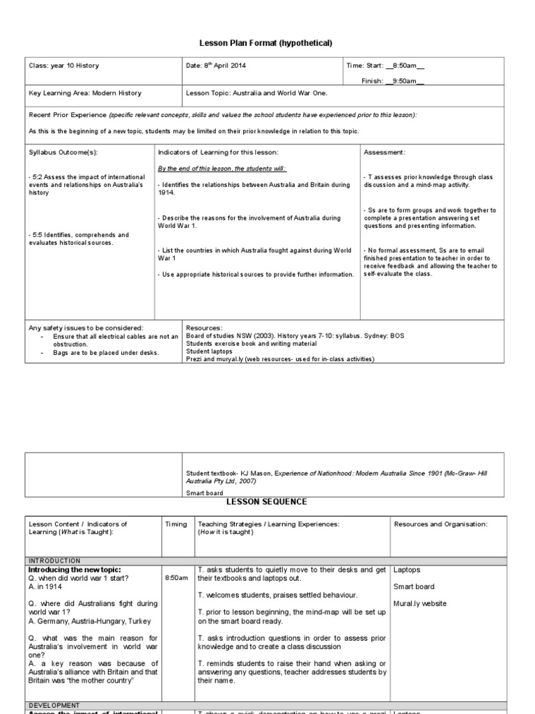 Lesson Plan Assignment 1 Pdf Educational Assessment Educational 5439