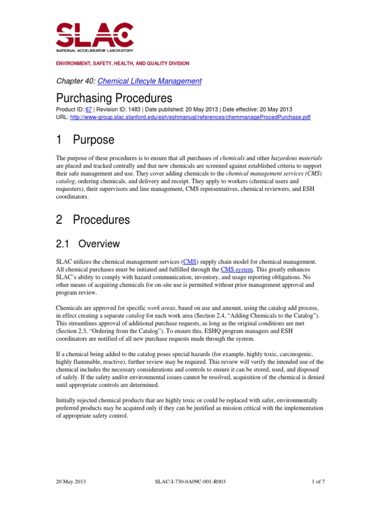 Chemical Lifecycle Management Procedures | PDF | Drug Enforcement ...