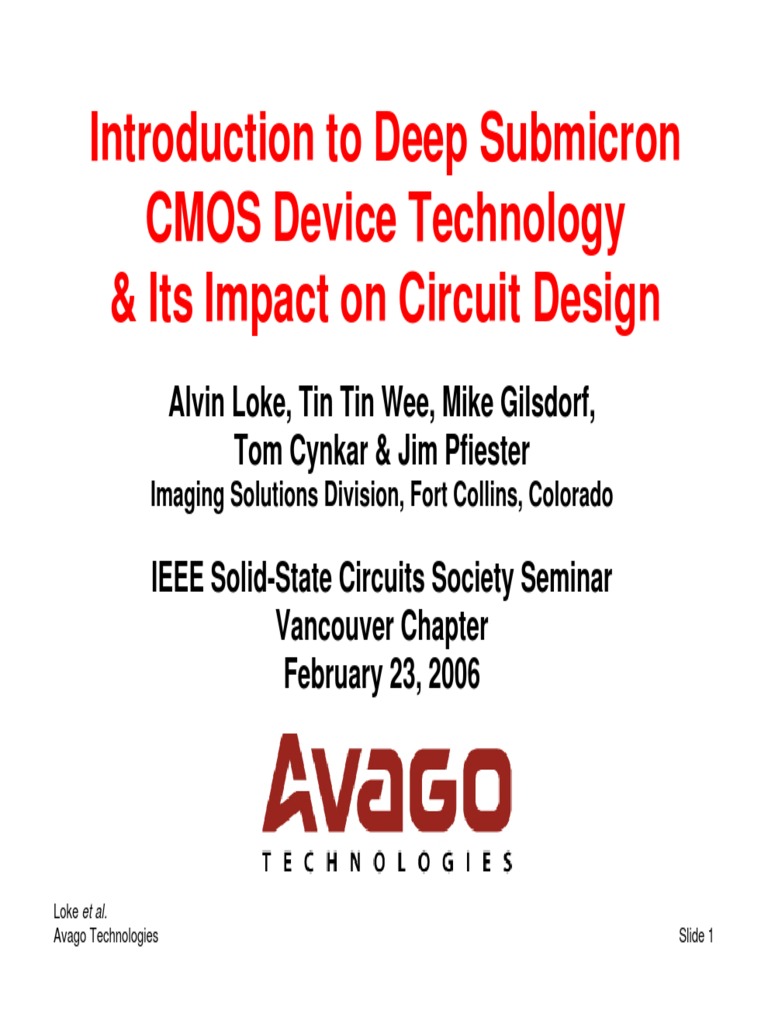 Deep Submicron Cmos Tech Dsm Pdf Field Effect Transistor Mosfet