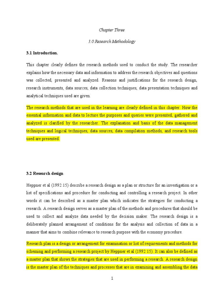 Chapter Three 3 0 Research Methodology 3 1 Introduction | PDF ...