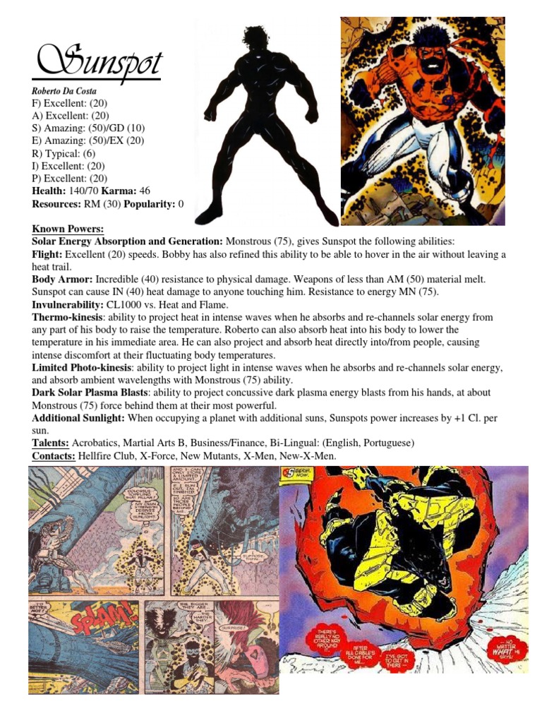 Sunspot: Powers and Abilities Overview | PDF