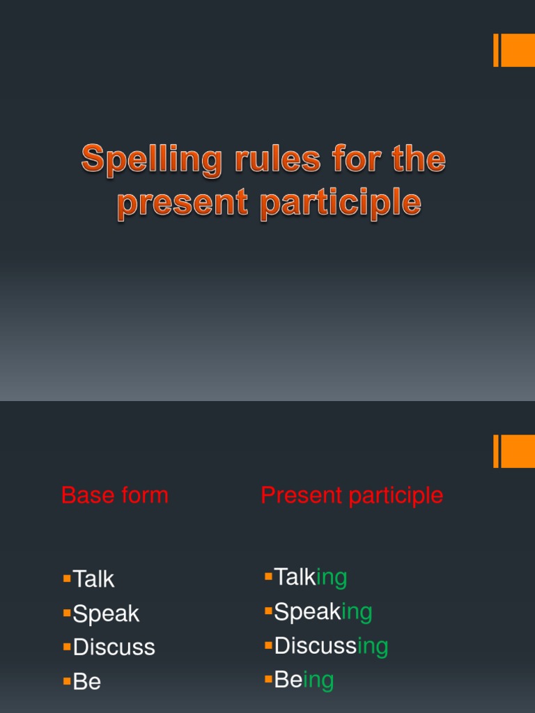 SPELLING RULES Present Participles | PDF | Onomastics | Languages Of Europe