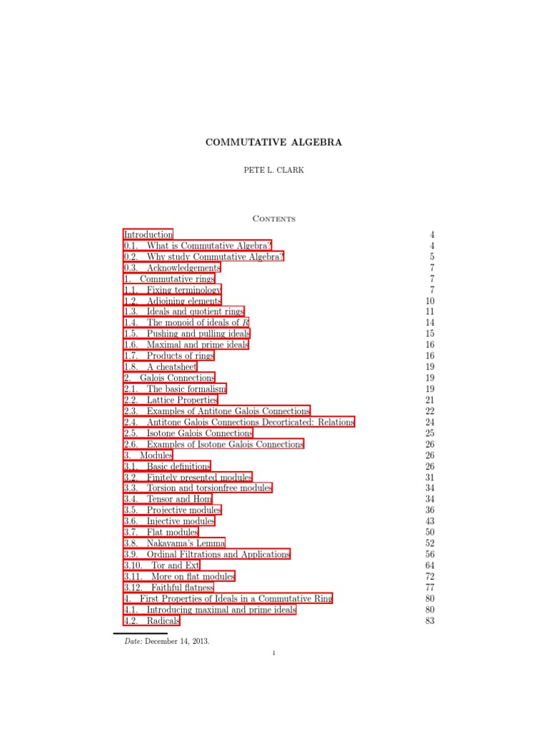 Commutative Algebra | PDF | Ring (Mathematics) | Ring Theory